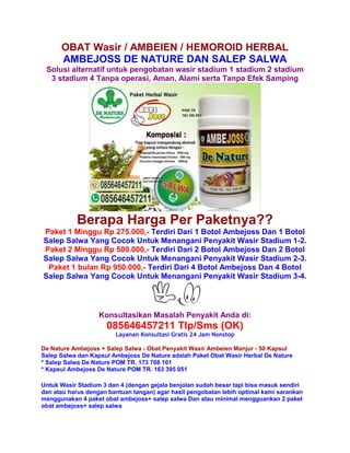 Ambeien stadium 4, benjolan tidak bisa masuk lagi | PDF