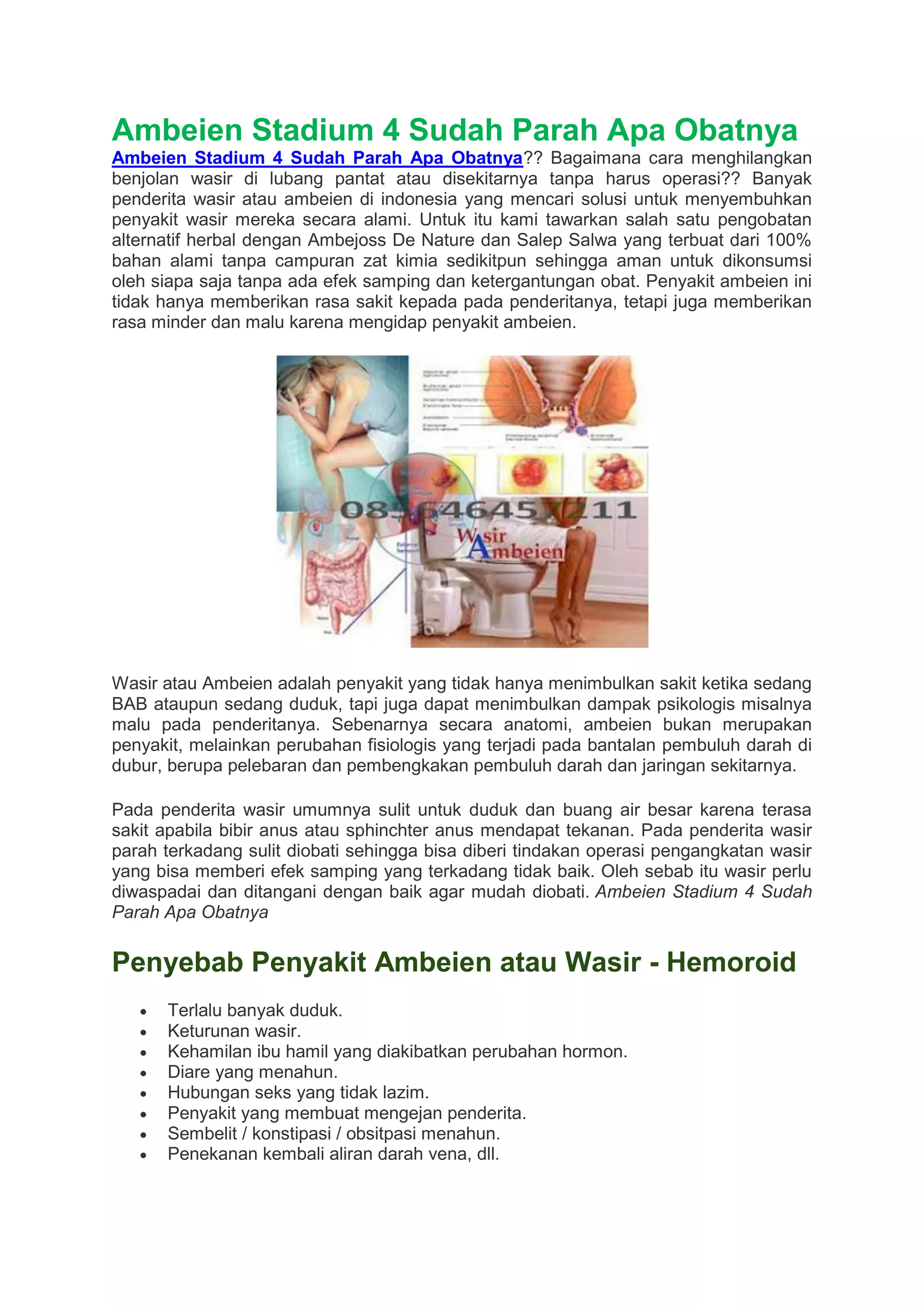 Ambeien stadium 4 sudah parah apa obatnya | PDF