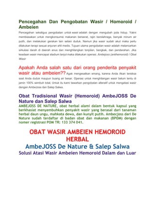 Ambejoss (antihemoroid) obat wasir | PDF