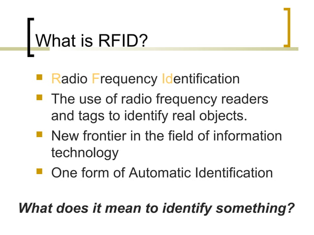 RFID (Radio Frequency Identification) | PPT