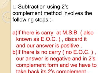 EC Binary Substraction using 1's Complement,2's Complement | PPTX