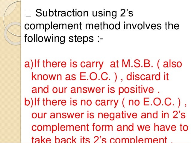 Ec Binary Substraction Using 1 S Complement 2 S Complement