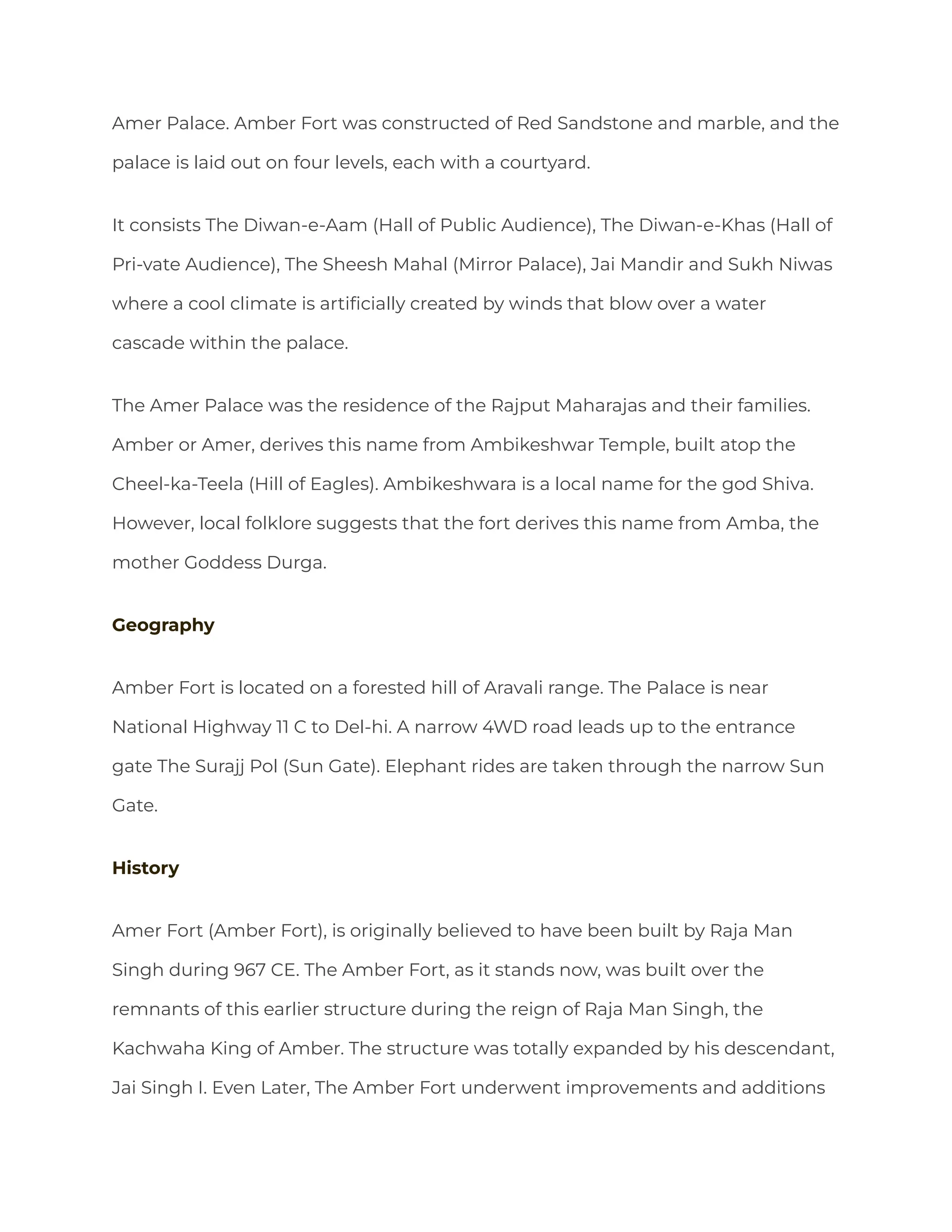 Amber Fort or Amer Fort | Rajasthan Tours India Rajasthan Tours India | PDF