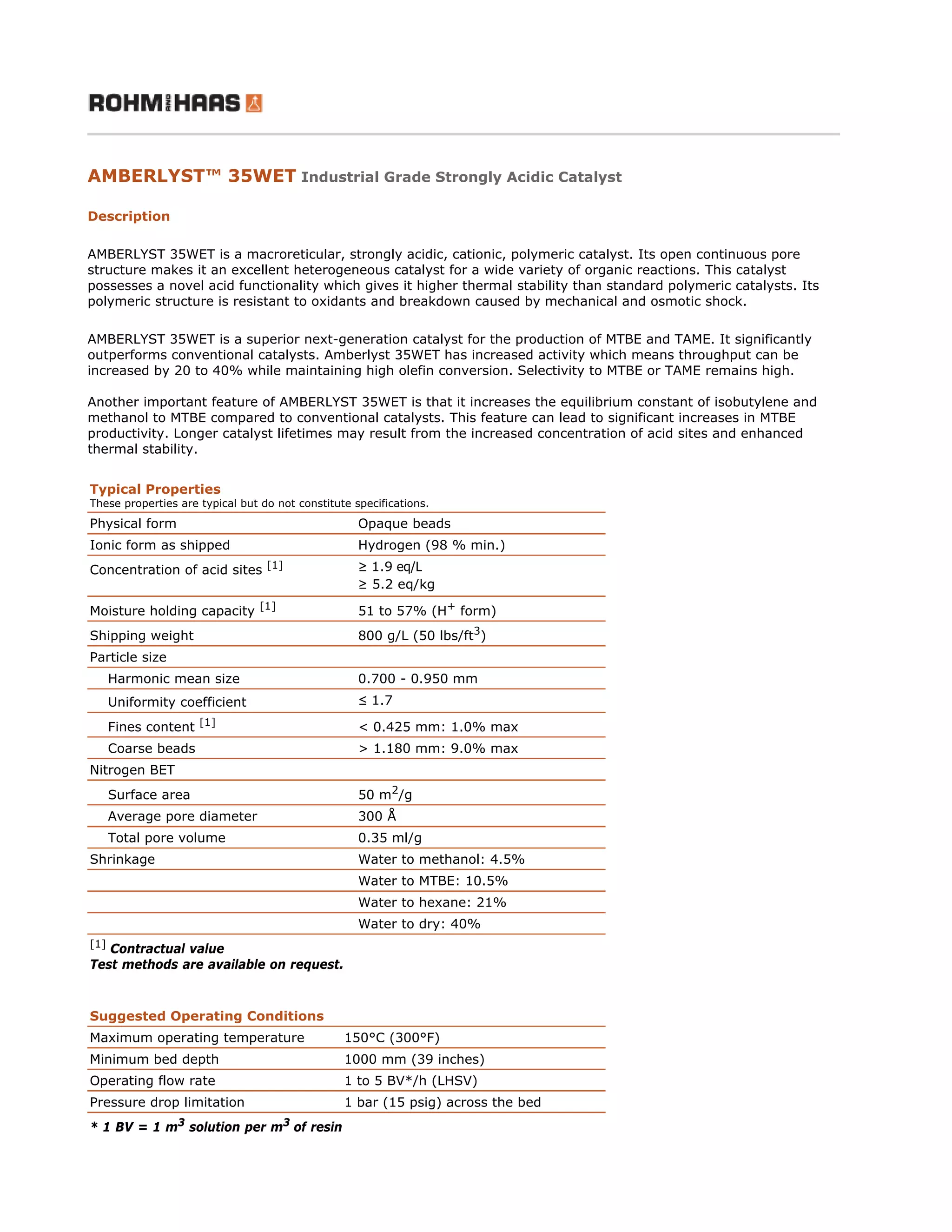 Amberlyst 35wet | PDF