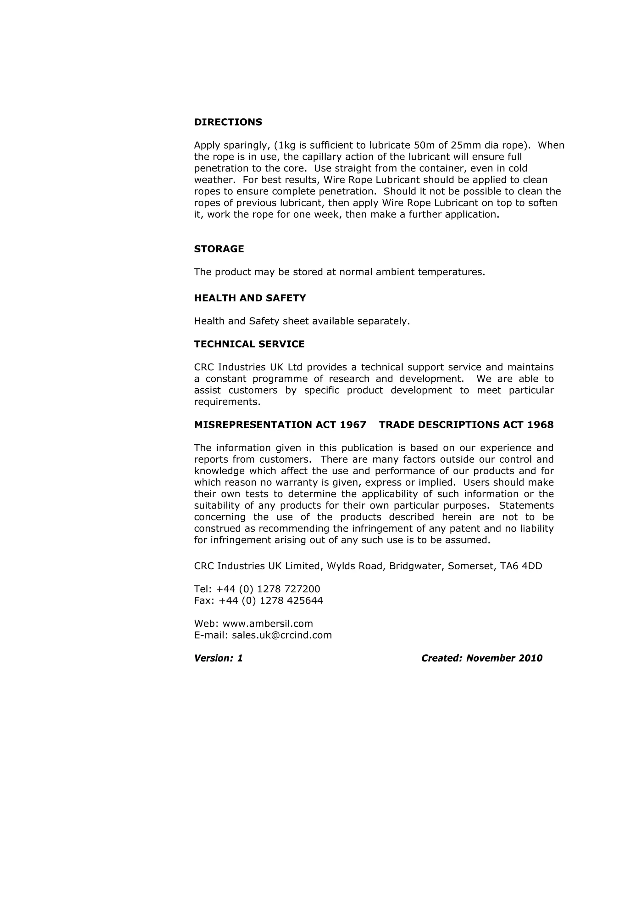 Ambersil gear wire rope grease, 18 l | PDF