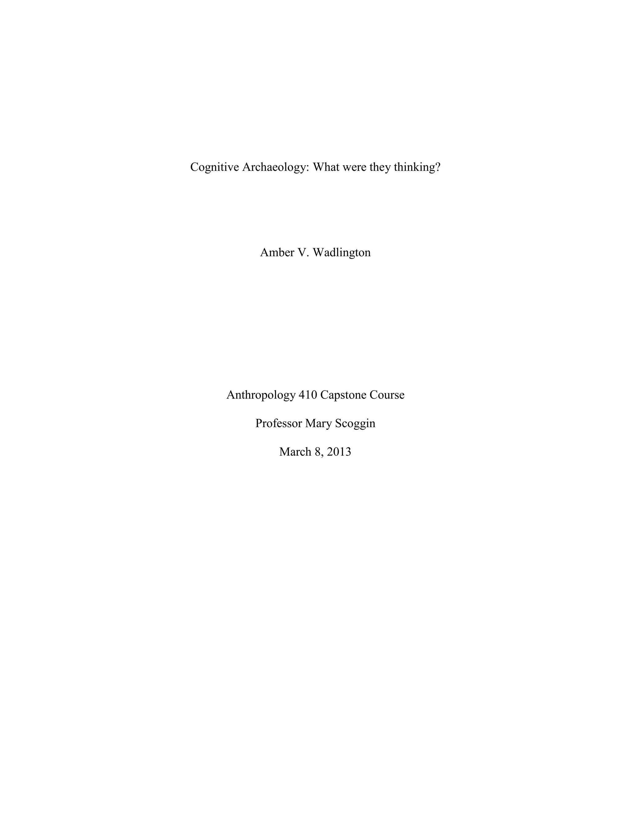 Cognitive Archaeology: What Where They Thinking | DOCX