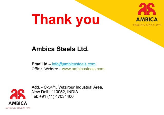Ambica Steel's Product | PPT