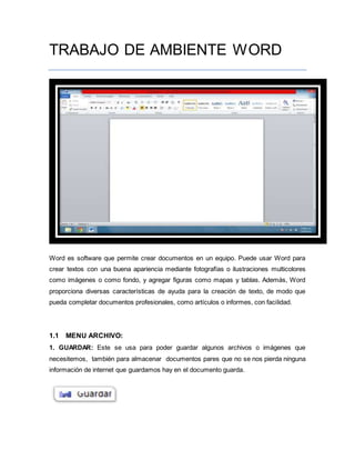 Ambiente de word con todas sus definiciones | DOCX
