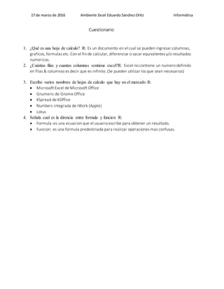 Ambiente Excel Eduardo Ortiz | DOCX | Computing | Technology & Computing