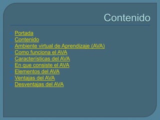 Ambiente virtual de aprendizaje (ava) | PPTX