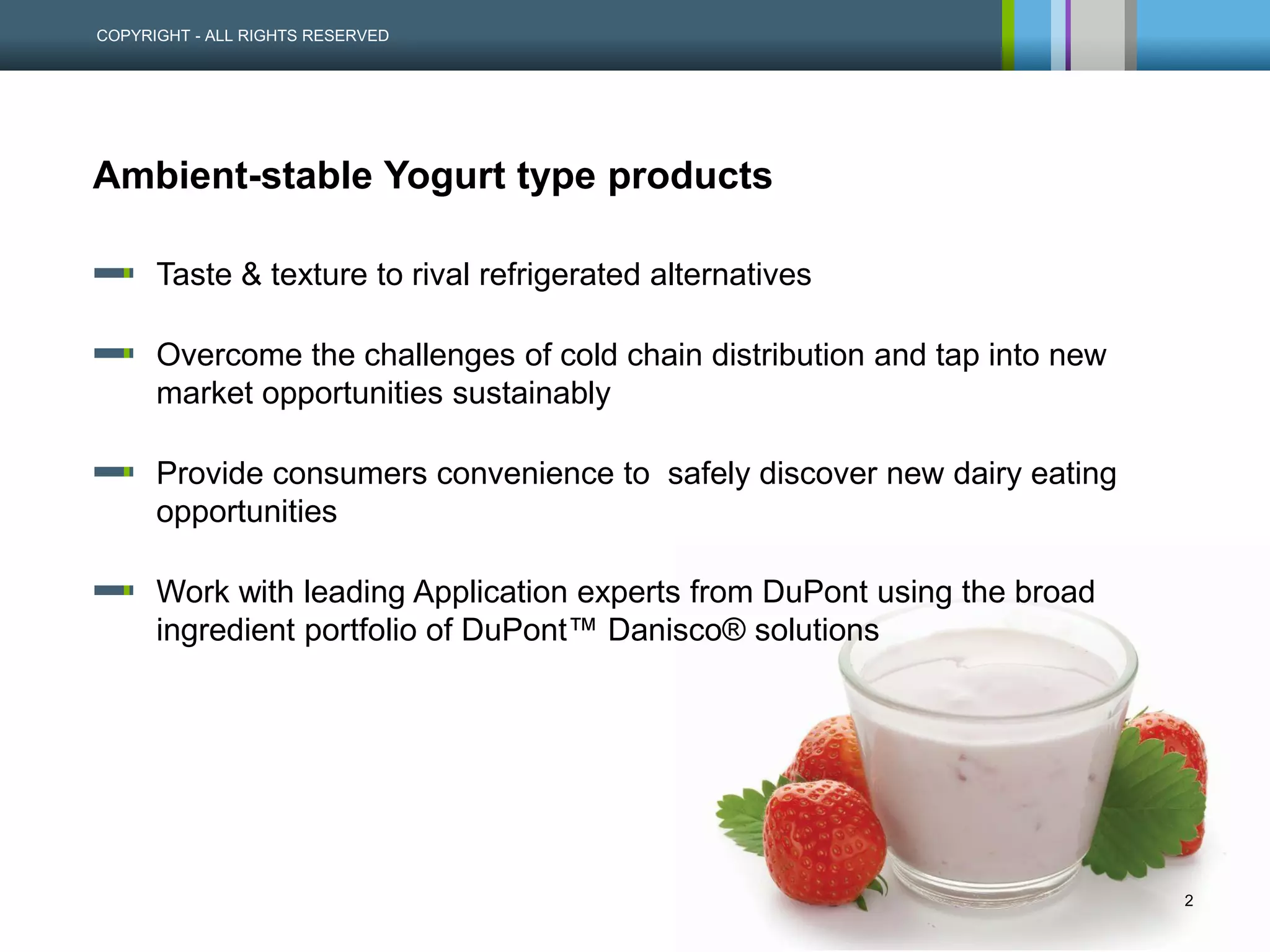 Ambient-stable yogurt type products | Dairy Innovation Summit 2017 | PDF
