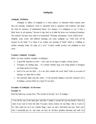 Ambiguity | DOCX | Books and Literature