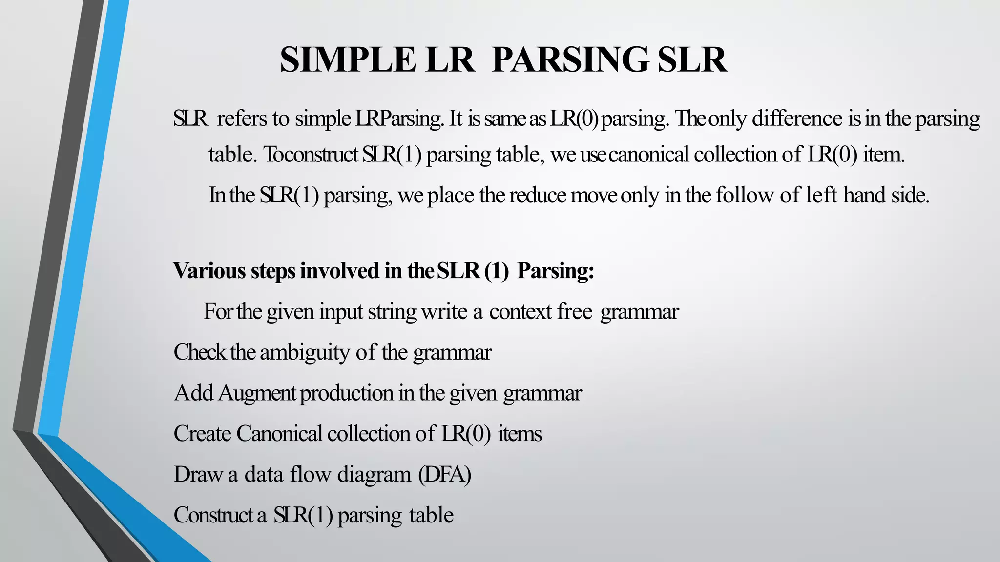 Ambiguous grammar, dfa and slr grammar. | PDF