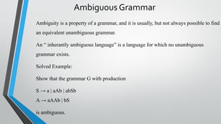 Ambiguous grammar, dfa and slr grammar. | PDF | Programming Languages | Computing