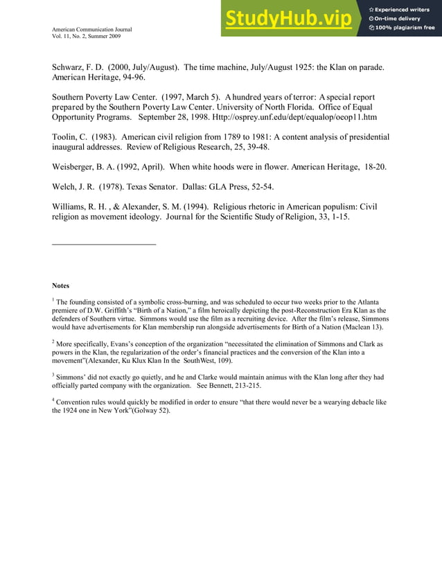 Ambiguously Articulating Americanism The Rhetoric Of Hiram Wesley Evans ...