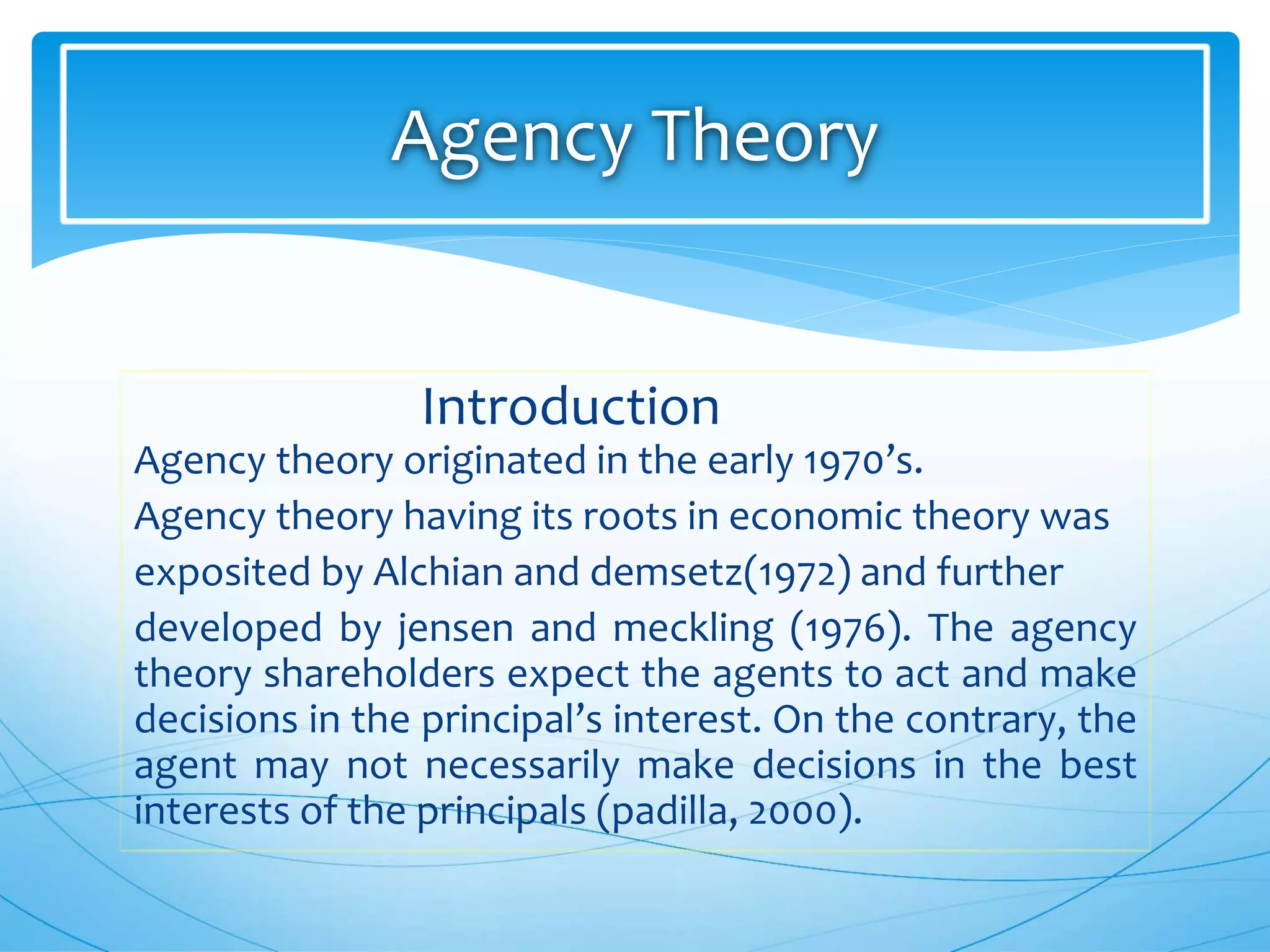 Agency Theory And Corporate Governance – ETSCER