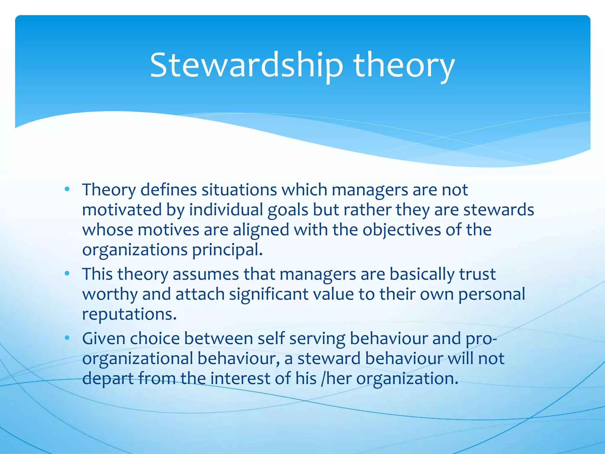 Agency theory & Stewardship Theory of Corporate Governance | PPTX