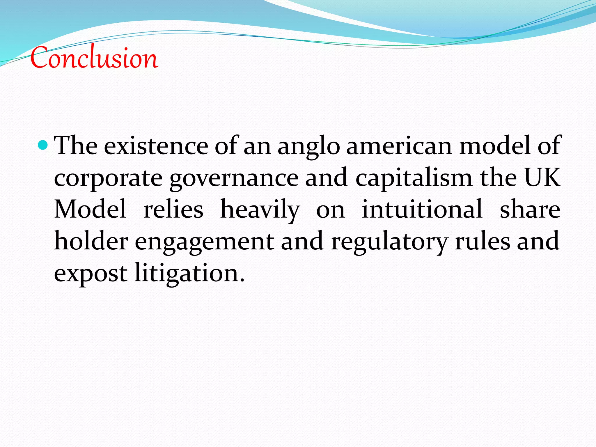 Anglo American Model of Corporate Governance | PPTX