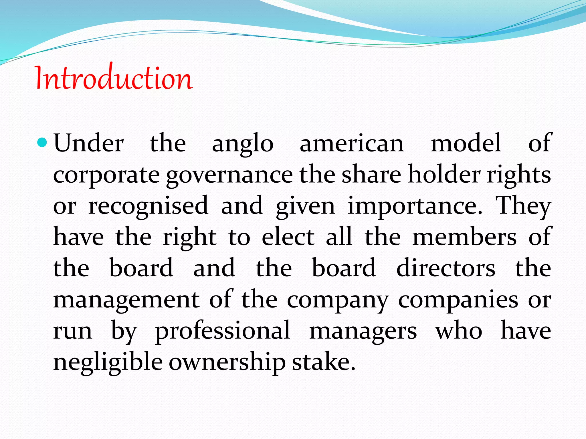 Anglo American Model of Corporate Governance | PPTX