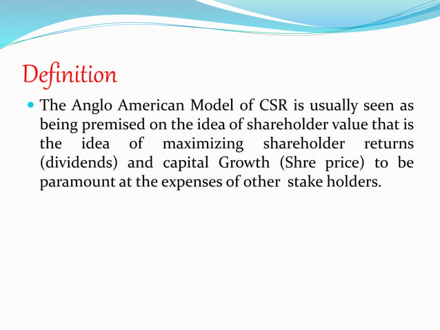 Anglo American Model of Corporate Governance | PPTX