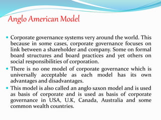 Anglo American Model of Corporate Governance | PPTX