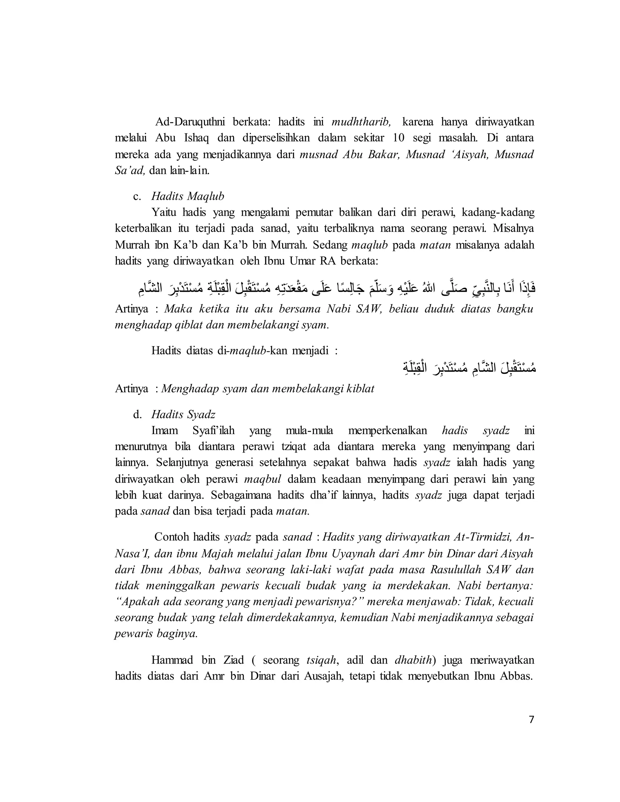 makalah hadist Dhaif serta pembagiannya | DOCX