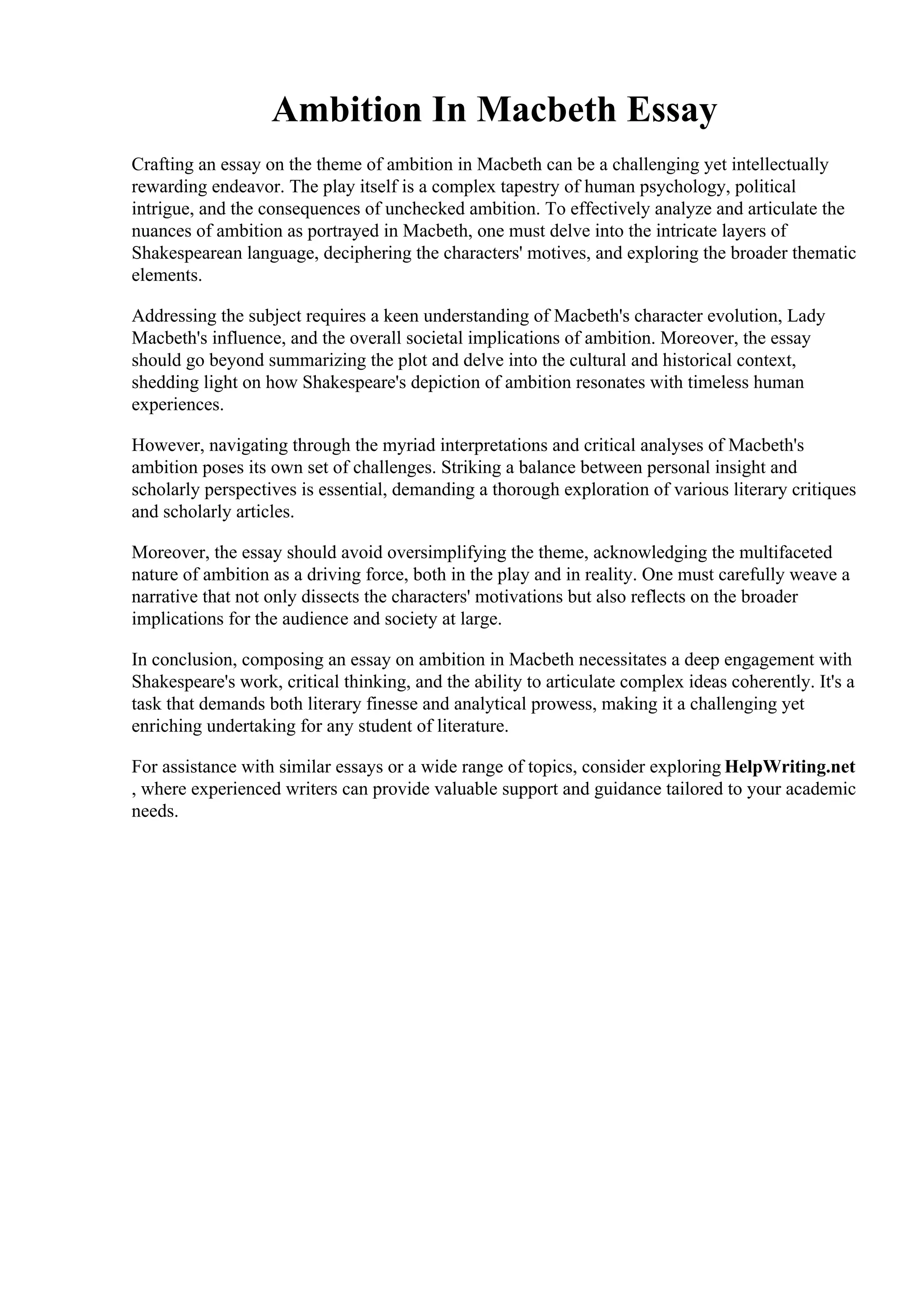 Ambition In Macbeth Essay.pdf