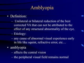 Amblyopia | PPSX | Eye and Vision Conditions | Diseases and Conditions