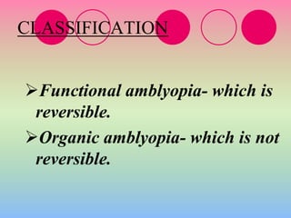 Amblyopia 3 rd year arya | PPT
