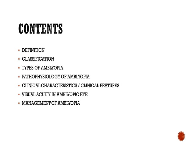 Amblyopia: Definition, classification and Management | PPT