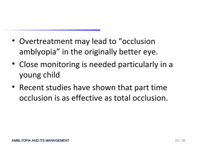 Amblyopia and its Management in Congenital Cataract | PPT