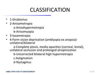 Amblyopia and its Management in Congenital Cataract | PPT