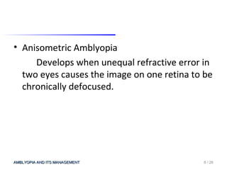 Amblyopia and its Management in Congenital Cataract | PPT