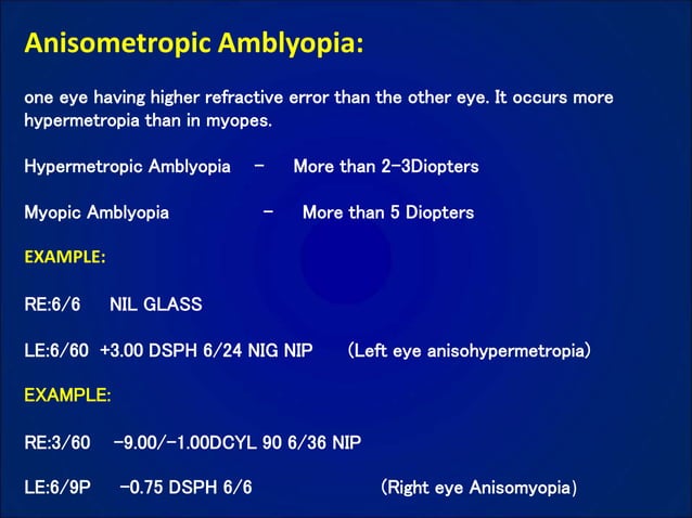 AMBLYOPIA CLASSIFICATION-SQUINT.ppt classification of ambylopia ppt | PPT