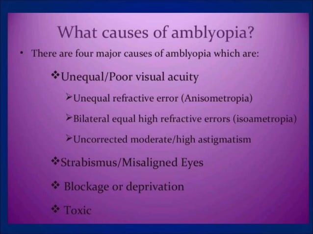 AMBLYOPIA CLASSIFICATION-SQUINT.ppt classification of ambylopia ppt | PPT
