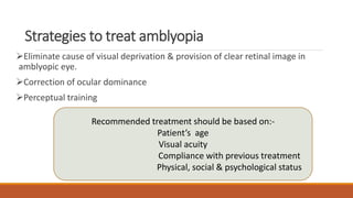 Amblyopia : classification & Occlusion therapy | PPTX