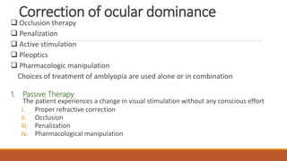 Amblyopia : classification & Occlusion therapy | PPTX