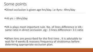 Amblyopia : classification & Occlusion therapy | PPTX