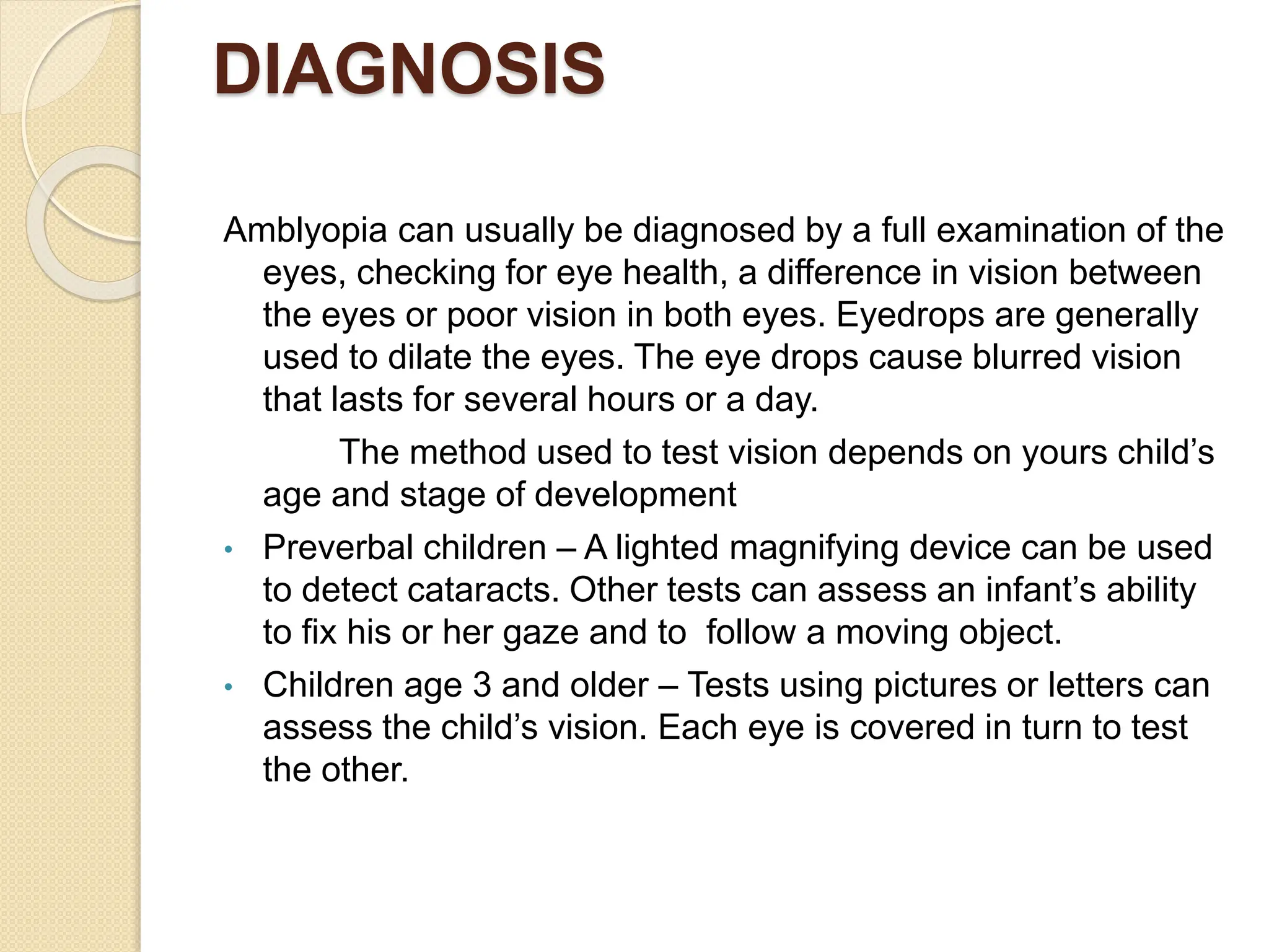 AMBLYOPIA (LAZY EYE).pptx lasy eye human disorder | PPTX
