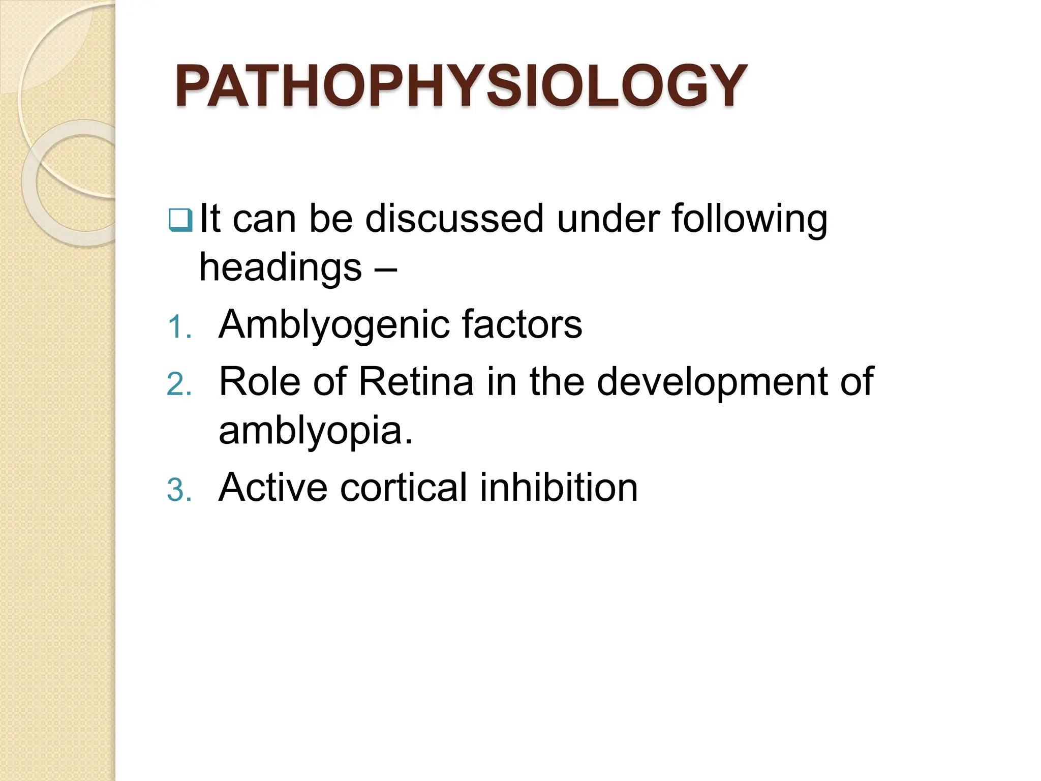 AMBLYOPIA (LAZY EYE).pptx lasy eye human disorder | PPTX