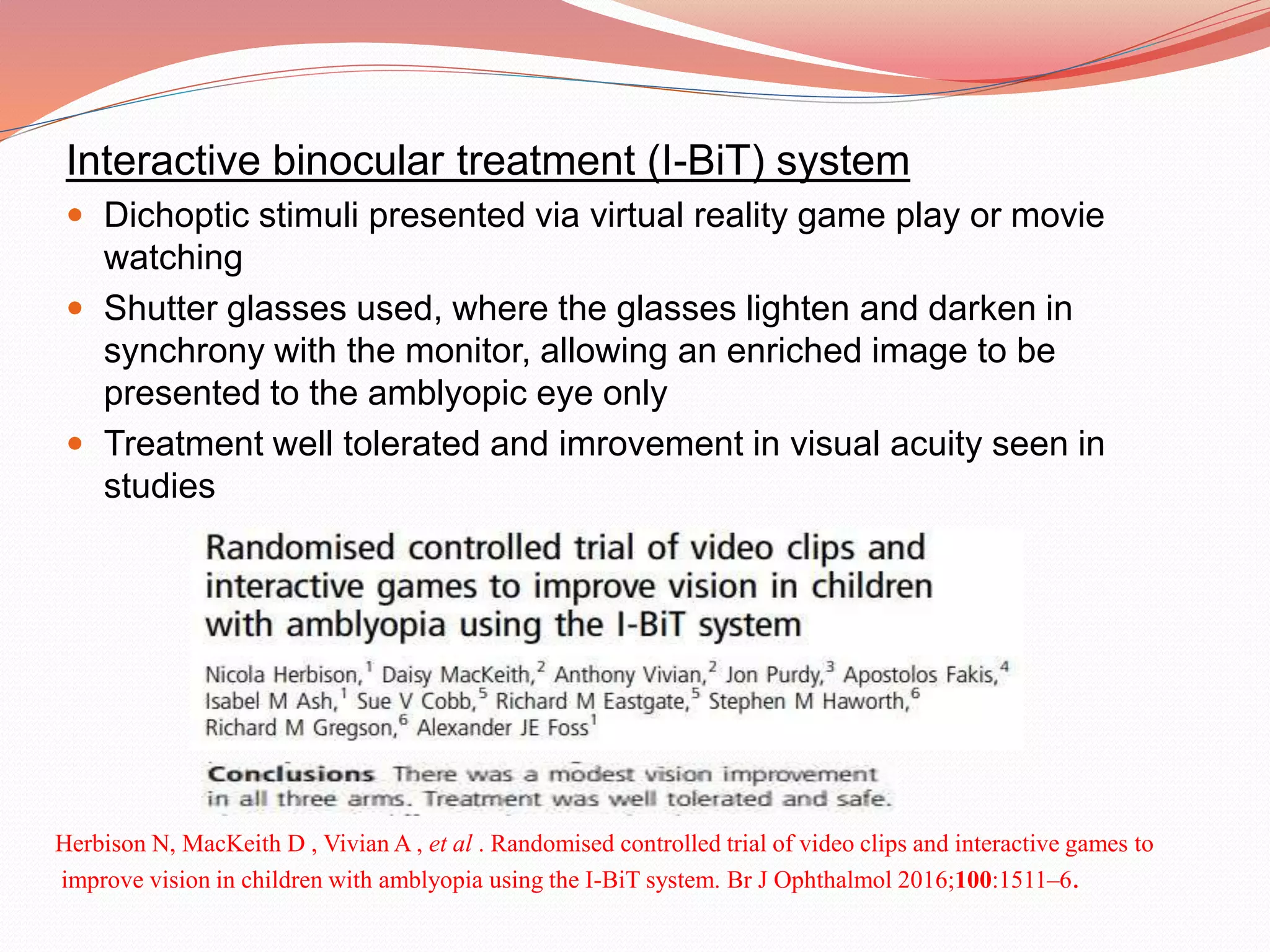 Amblyopia: Screening and Management | PPTX