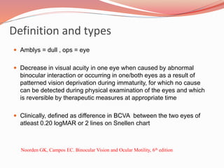 Amblyopia: Screening and Management | PPTX