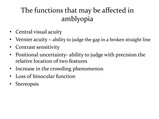Amblyopia | PPTX | Eye and Vision Conditions | Diseases and Conditions