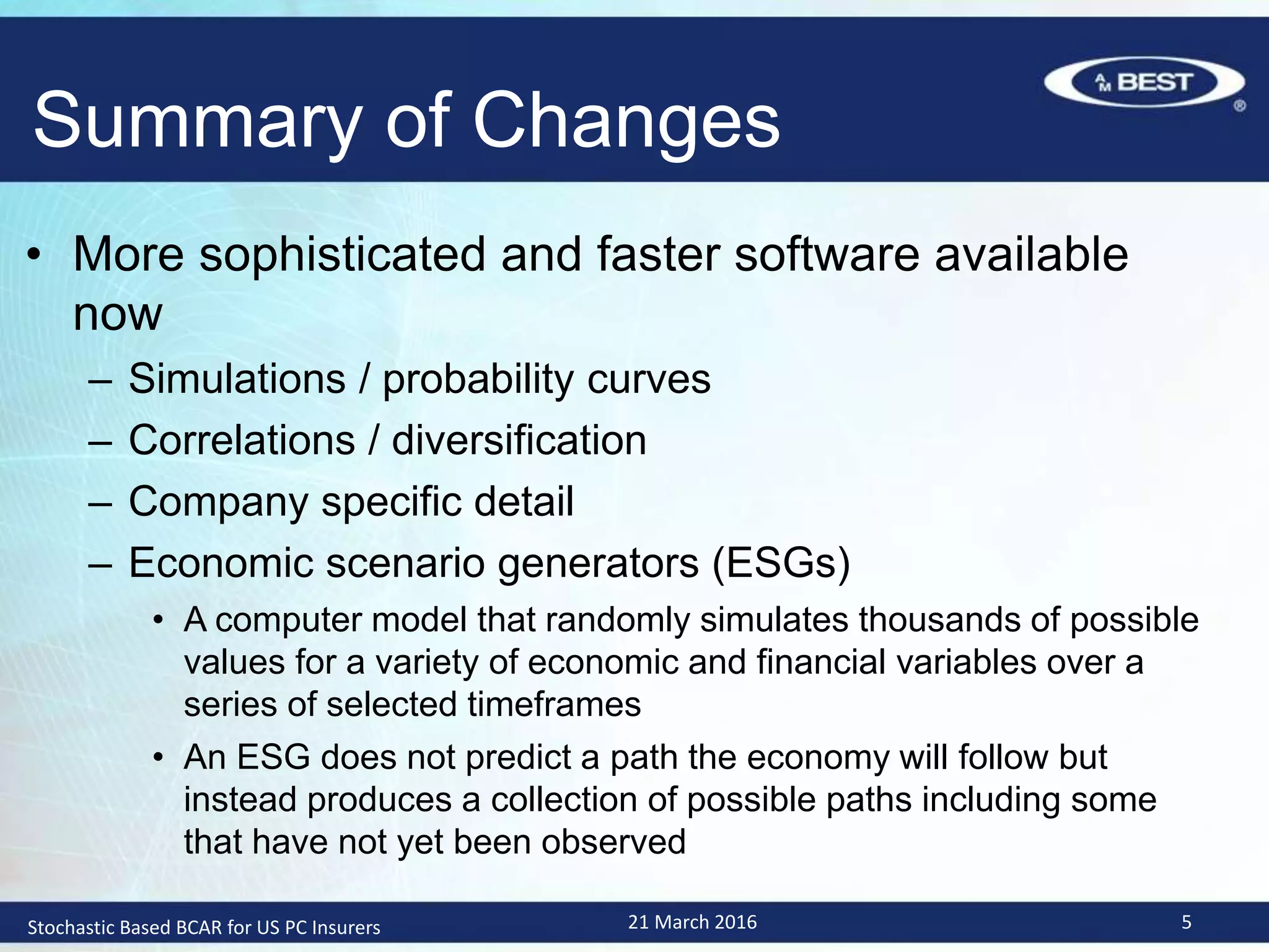 Overview of A.M. Best's Stochastic Based BCAR for U.S. P/C Insurers | PPTX