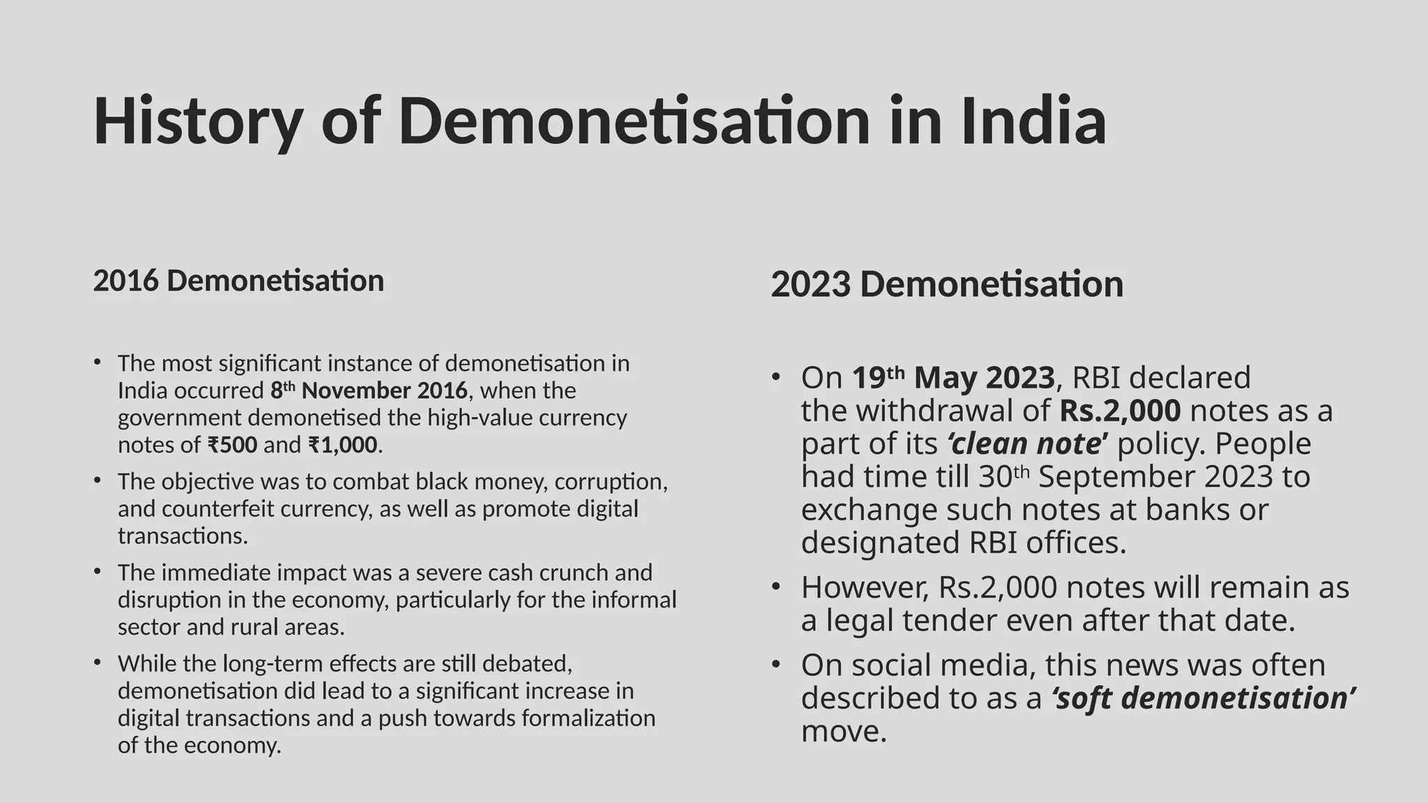 demonetisation in india, its history, pros and cons, etc | PPT