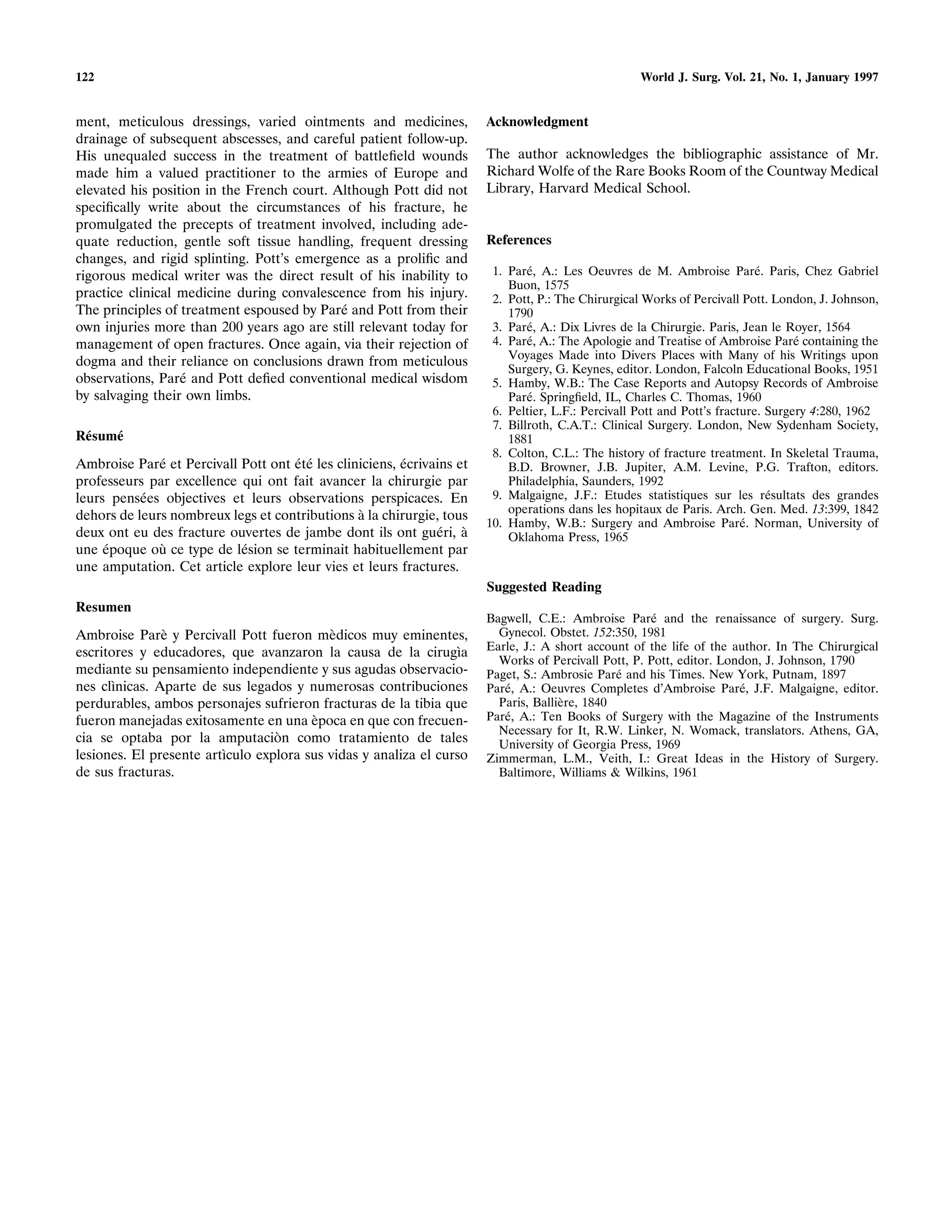 Ambroise Paré Tratamento De Fraturas | PDF