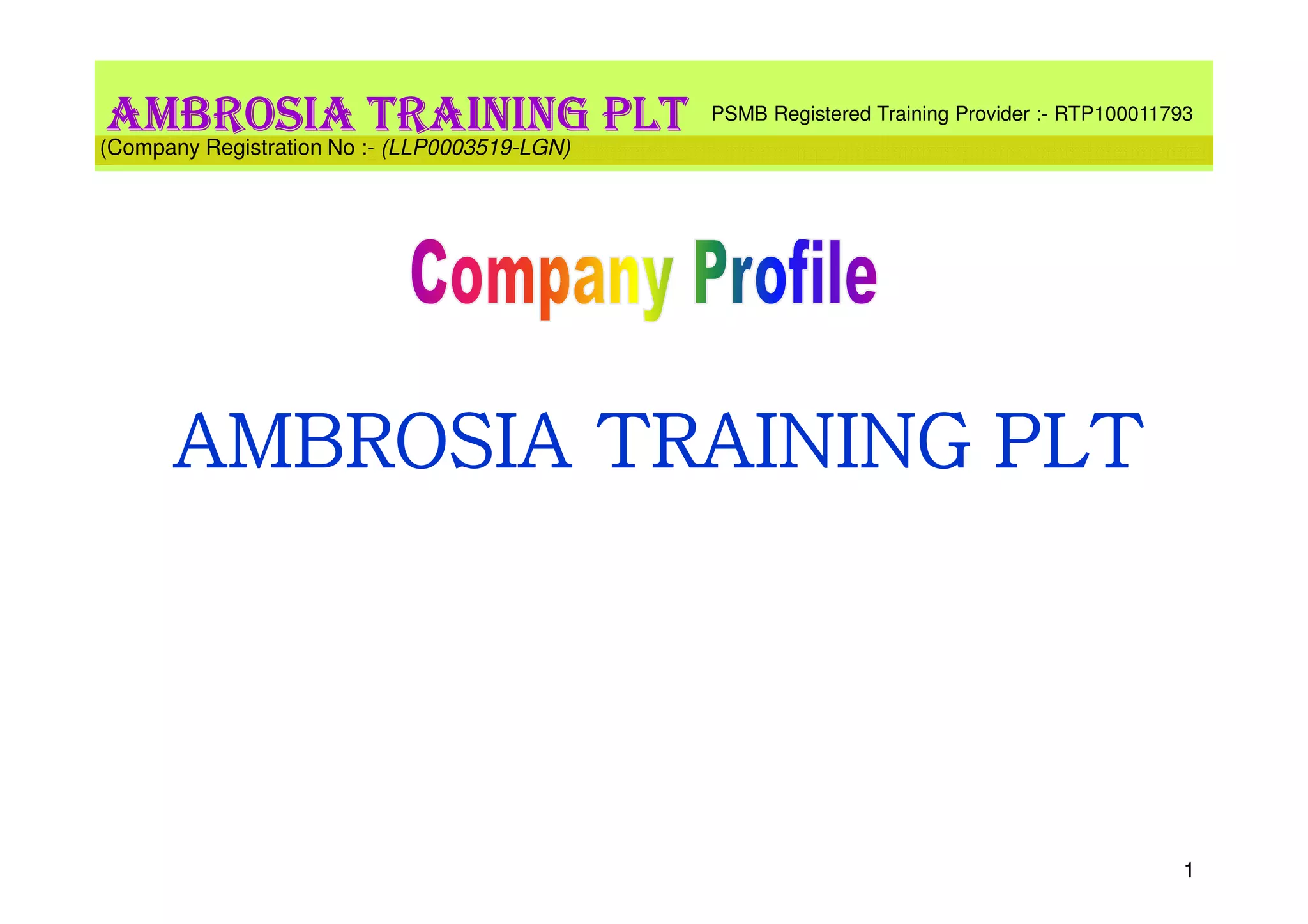 Ambrosia Training PLT Company Profile 2017 (May) | PDF