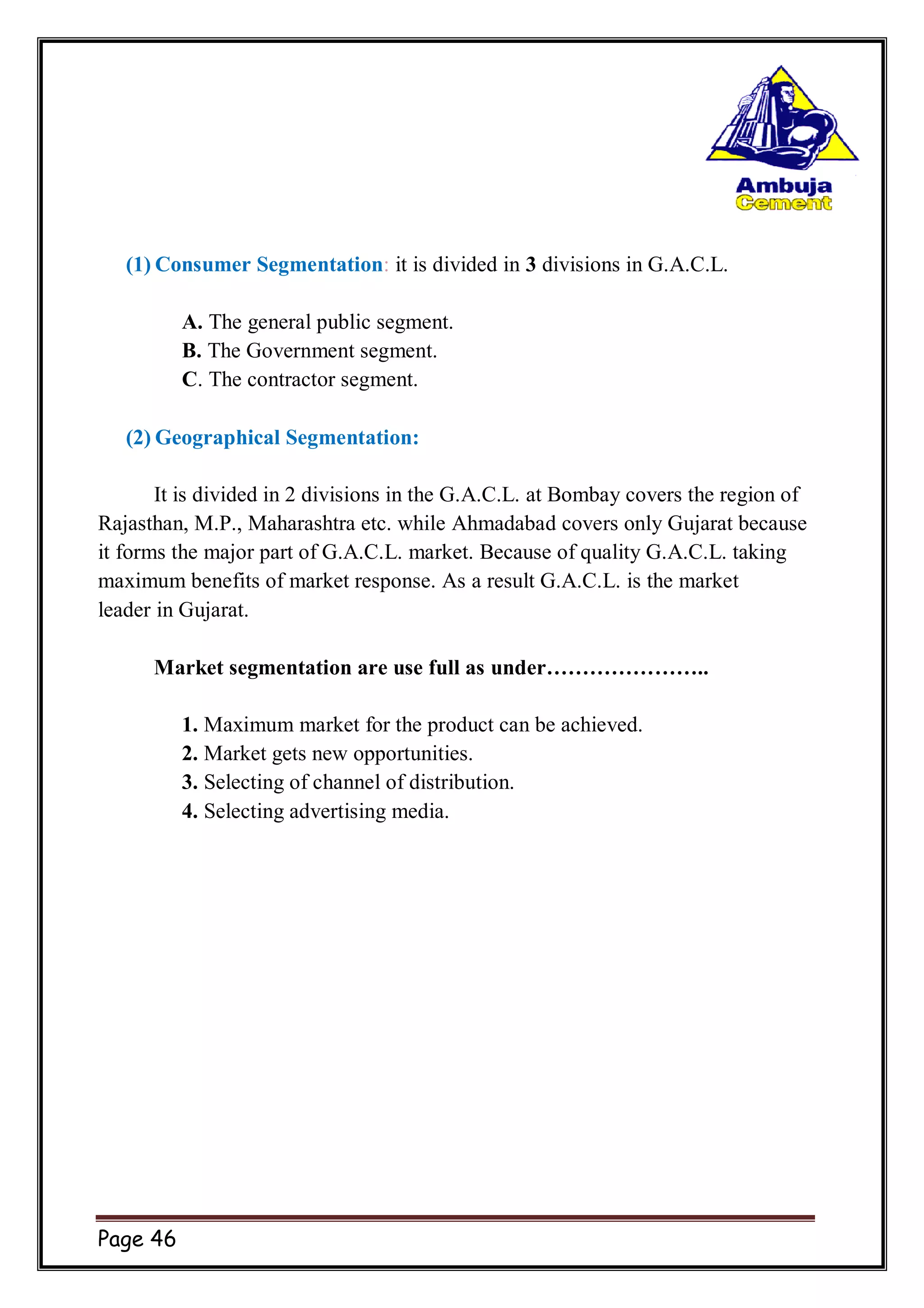 Ambuja cement project report | PDF