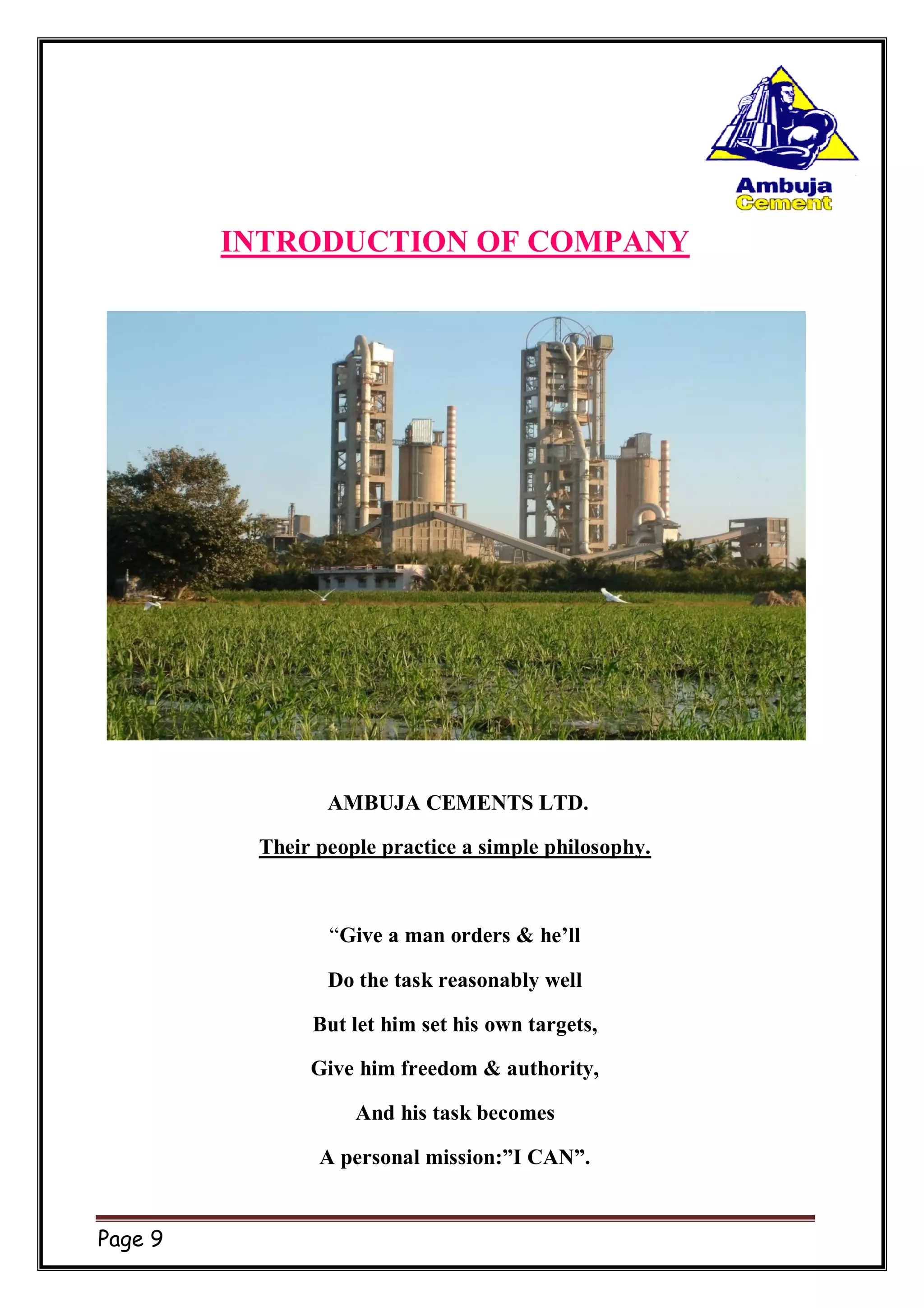 Ambuja cement project report | PDF
