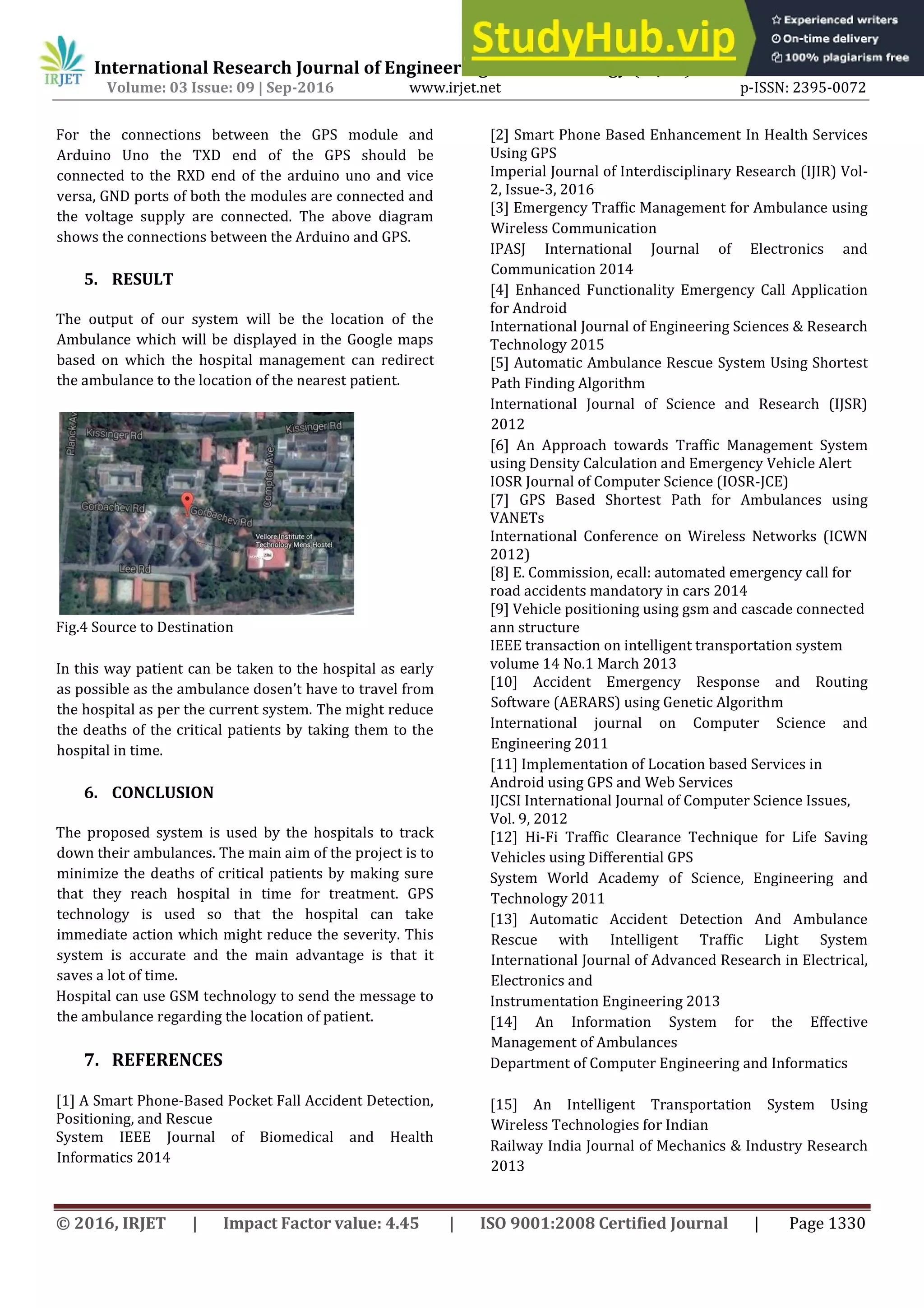 Ambulance Assistance For Emergency Services Using GPS Navigation | PDF